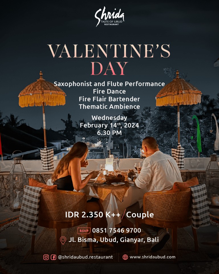 Celebrate Love at Shrida Taste of Ubud Restaurant this Valentine’s Day ...